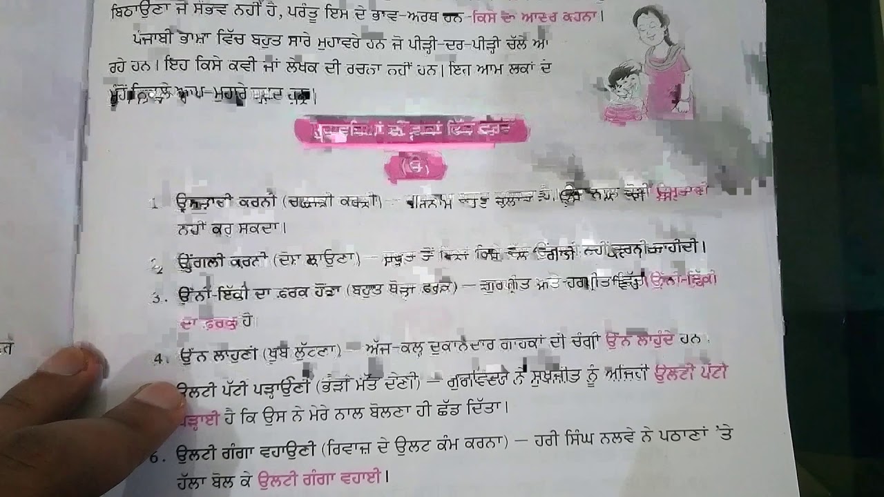 Class -7, Subject-Punjabi, Video-13, Part-1, Grammar Book, (Idioms) by ...