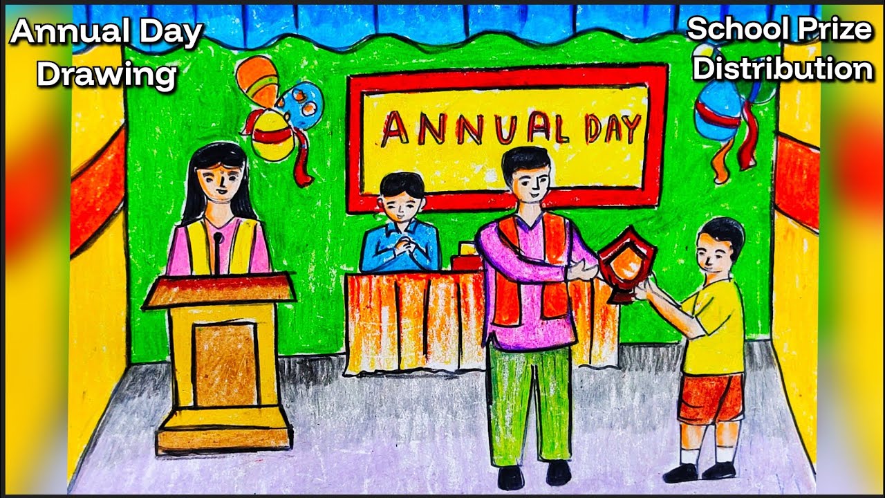 School Annual Day Drawing/school Prize Distribution Day Drawing/easy ...