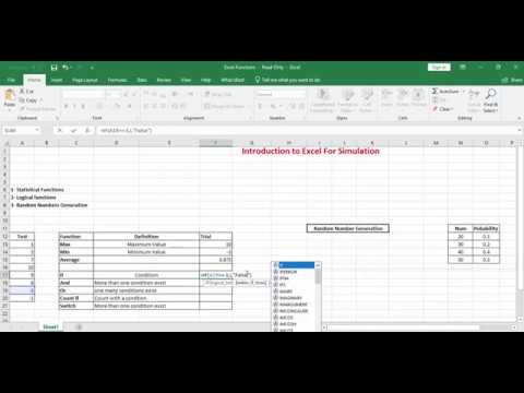 Lecture 2.4 Introduction to Excel For Simulation (If, And, Or, Countif ...