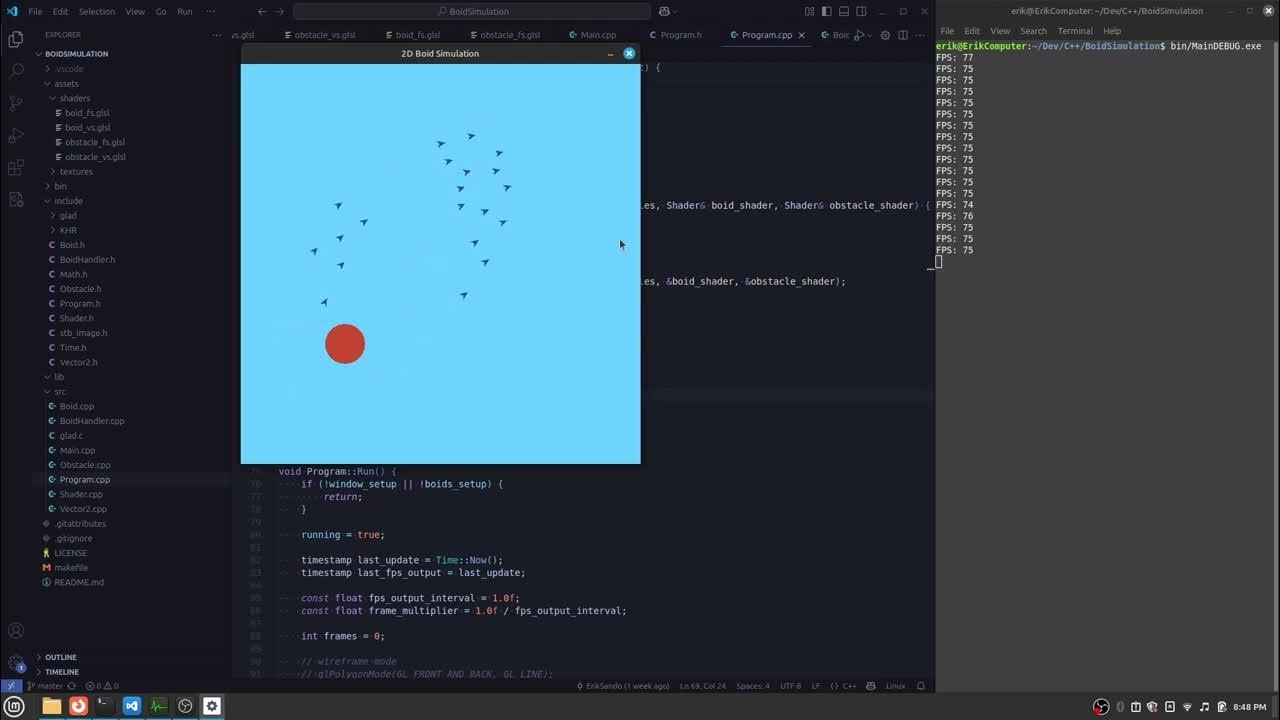Boids Simulation 2D (C++/OpenGL) - YouTube