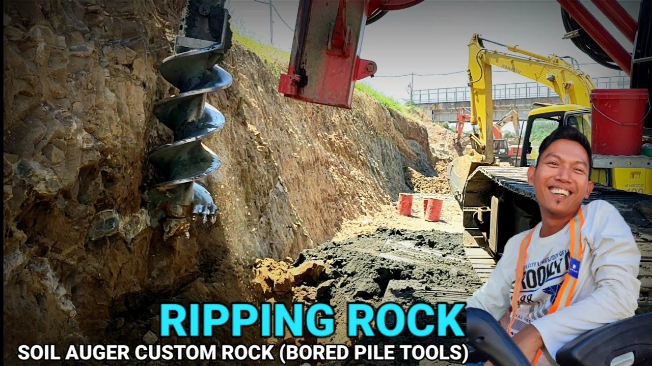 Ripping Rock ‼️ Auger Soil Custom ( Bored Pile Tools) - YouTube