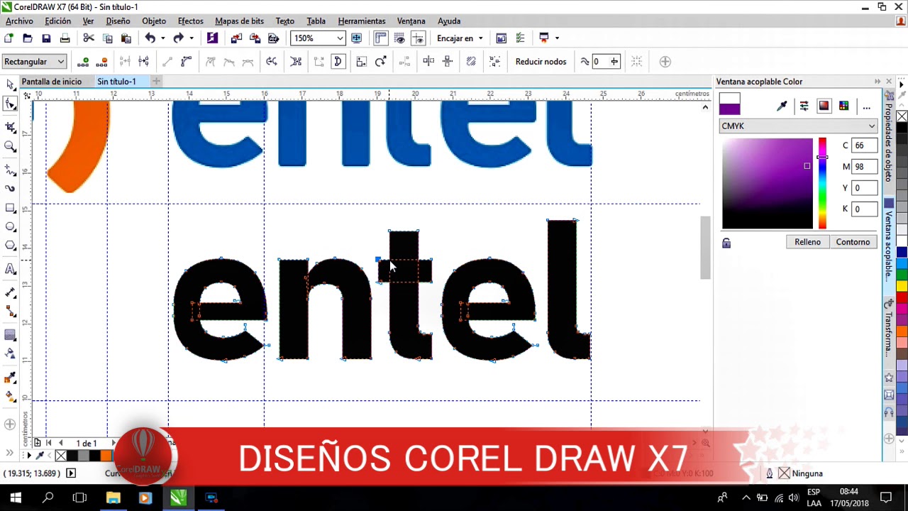 Como hacer Logotipo entel en Corel Draw X7 - YouTube