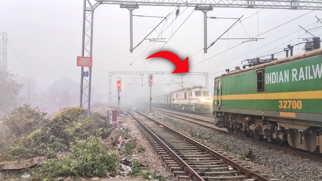 Heavy 🥶 Fog HIGH speed Train crossing | Part- 2 | Freight and Express ...