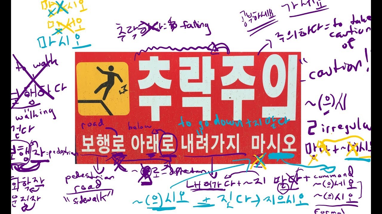 Korean Sign Explanation 16: Be Careful Not to Fall (추락주의) - YouTube