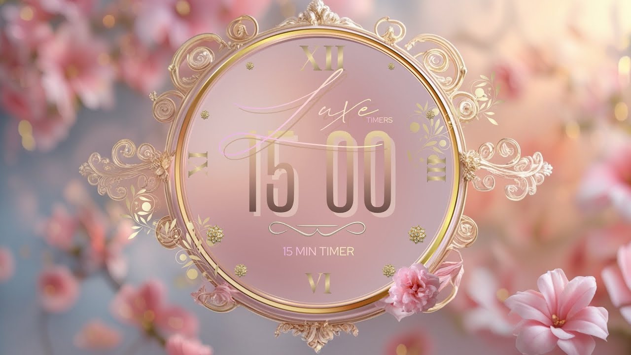 Silent 15 Minute Countdown Timer 🌸 Harp Intro & Outro Alarm - Floral ...