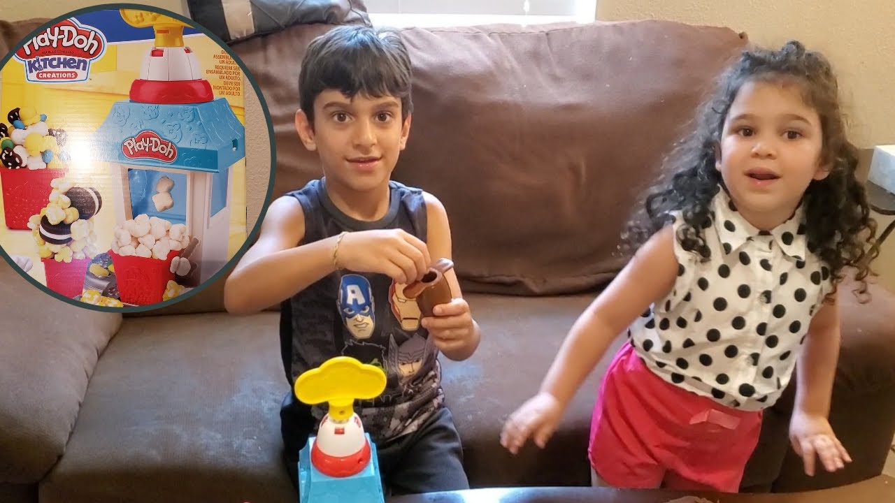 Sam & Ava Make Popcorn With Playdoh Kitchen Creations - YouTube