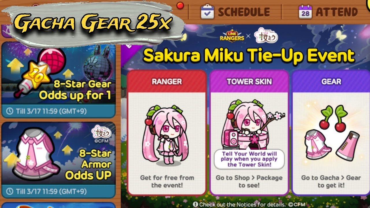 Gacha Miku Gear 25x !! Line Rangers 10th Anniversary !! - YouTube