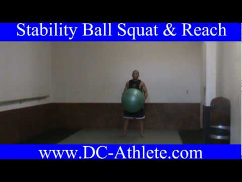 Stability Ball Squat and Reach - YouTube