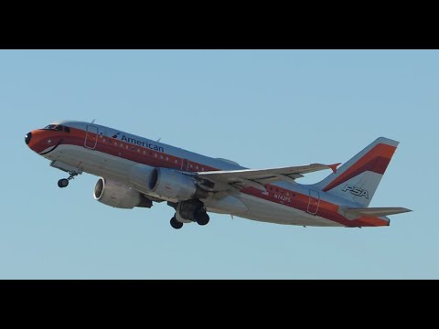 American Airlines Airbus A319-112 PSA Livery [N742PS] takeoff from PHX ...