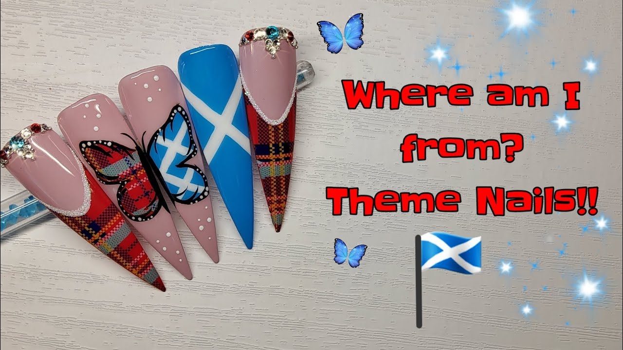 SCOTISH TARTAN & BUTTERFLY NAILS! | WHERE R U FROM COLLAB? - YouTube