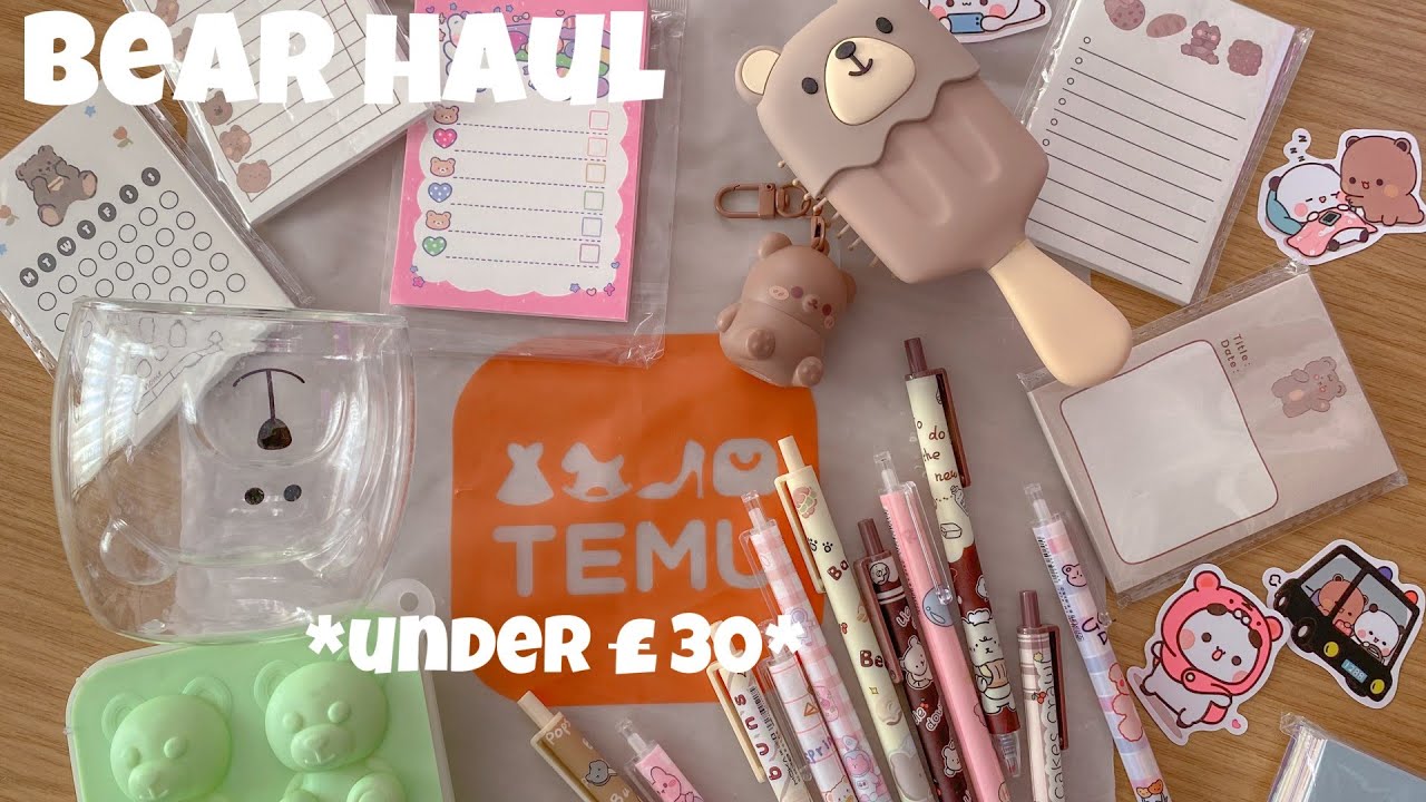cutest UK temu bear haul 🧸 - stationery, stickers, ice cube moulds ...