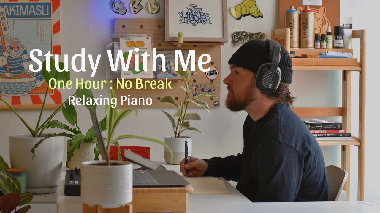1 HOUR STUDY WITH ME : Smooth Piano 🎹 No Breaks, Relaxing Music For ...