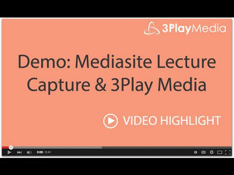 Demo: Mediasite Lecture Capture & 3Play Media Captioning - YouTube