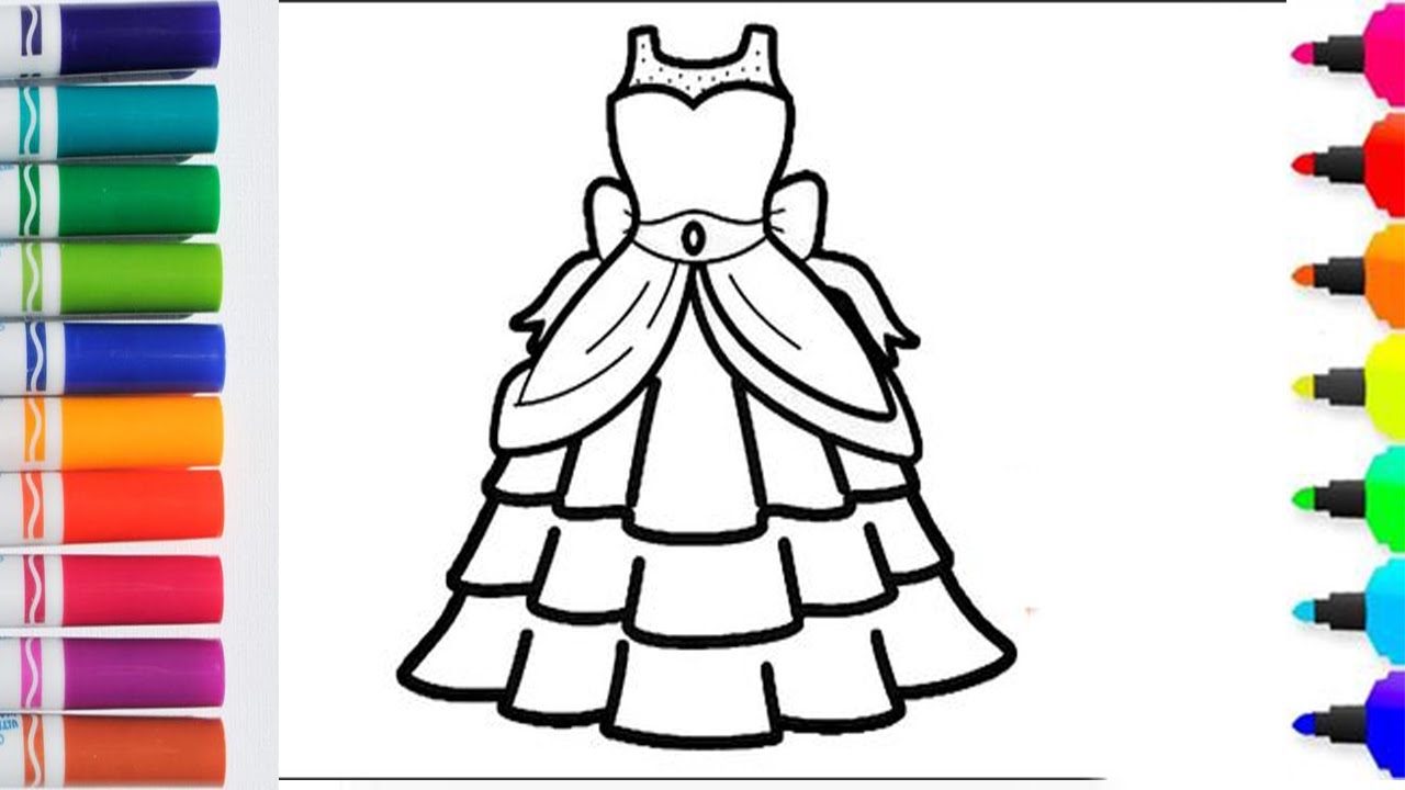 Princess👑dress👗🌈 easy way to drawing and coloring for kids and toddlers ...