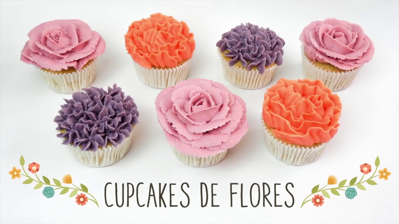 Cupcakes con forma de flores - YouTube