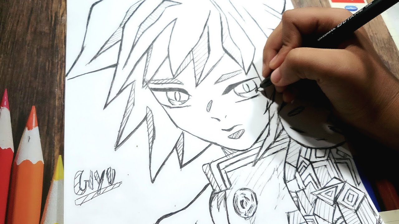 How to Draw GIYU || Demon Slayer || Easy Steps for animated drawing ...
