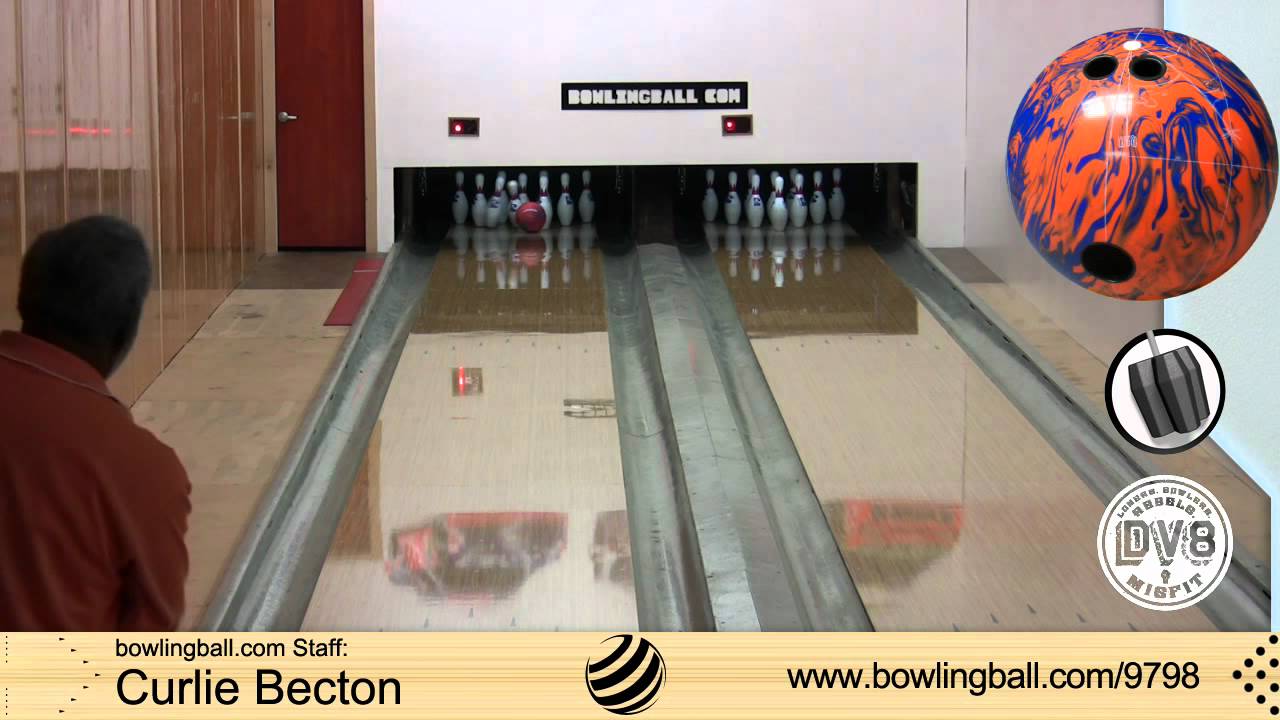DV8 Misfit Orange/Blue Bowling Ball Reaction Video by Curlie Becton ...