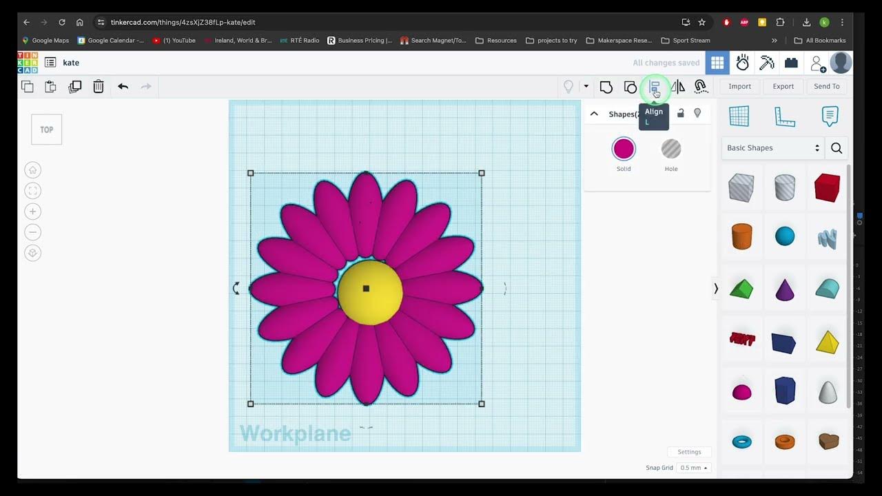 TinkerCad 3: Cruise, Snap Grid, Patterns, Lock - YouTube