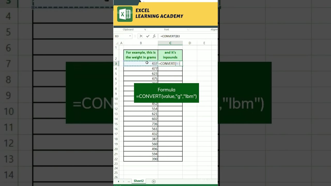 Convert Grams To Pounds In Excel The Quick And Easy Way YouTube Convert Grams To Pounds In Excel The Quick And Easy Way YouTube