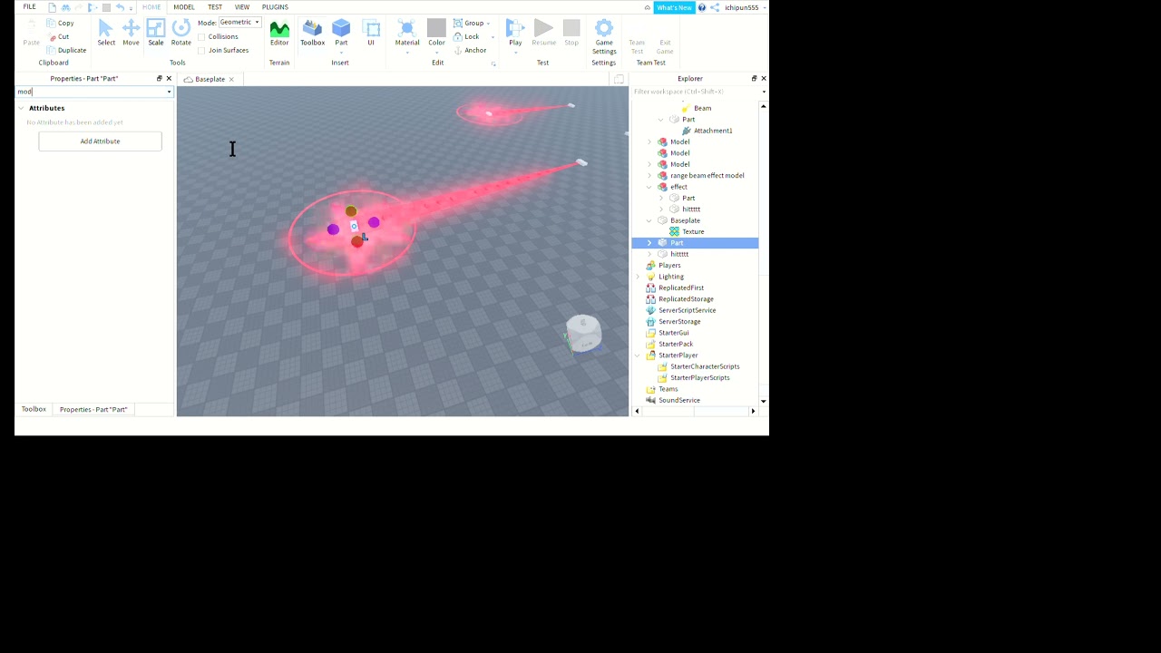 roblox studio:give away*1(effect beam range effect) - YouTube