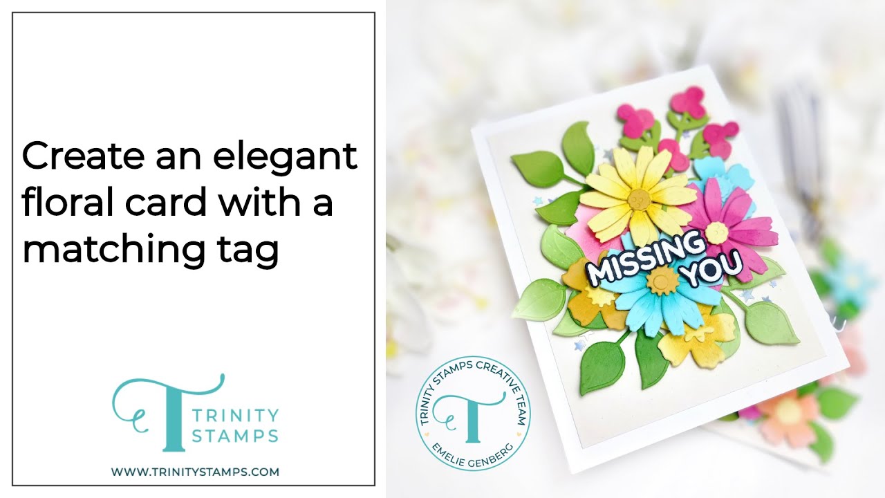 Create an elegant floral card with a matching tag - YouTube