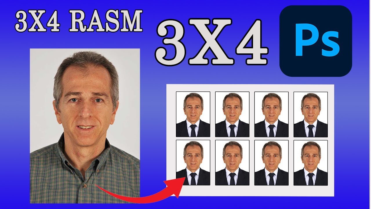 Photoshop dasturida 3x4 rasm tayyorlash - YouTube