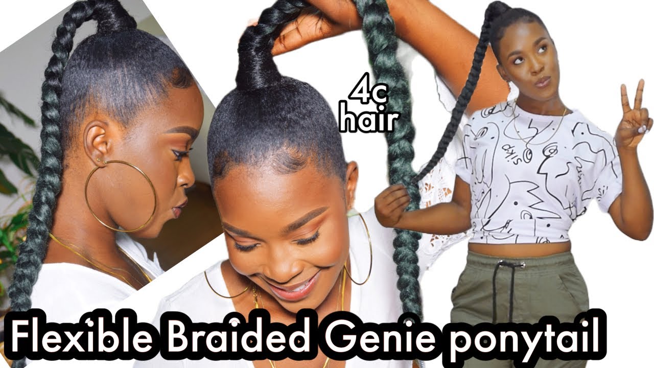 HOW TO DO A NEAT GENIE BUN PONYTAIL ON 4C HAIR USING EDGE CONTROL AND ...