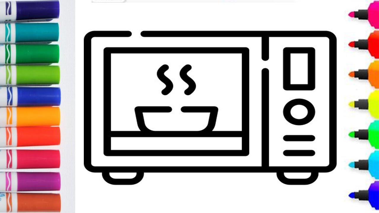 Micro Oven🥧🌈 easy way to drawing and coloring for kids and toddlers ...