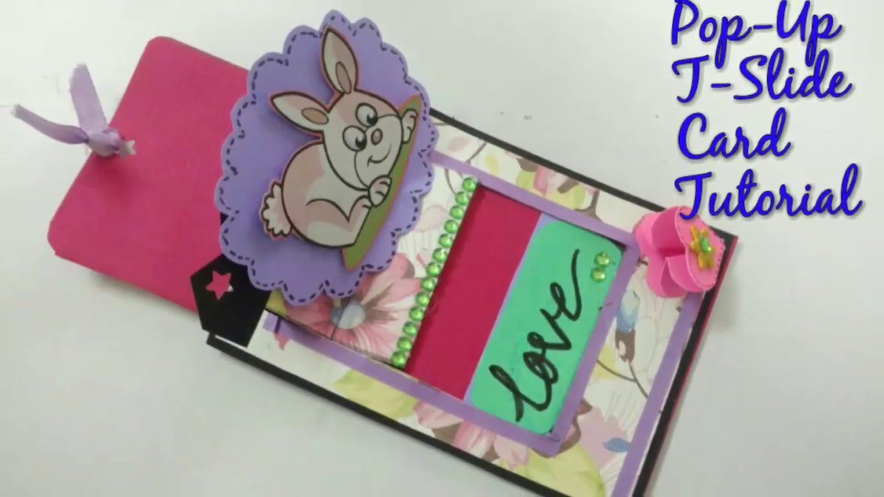 DIY Pop-up T- Slide Card For Scrapbook | How To | CraftLas - YouTube
