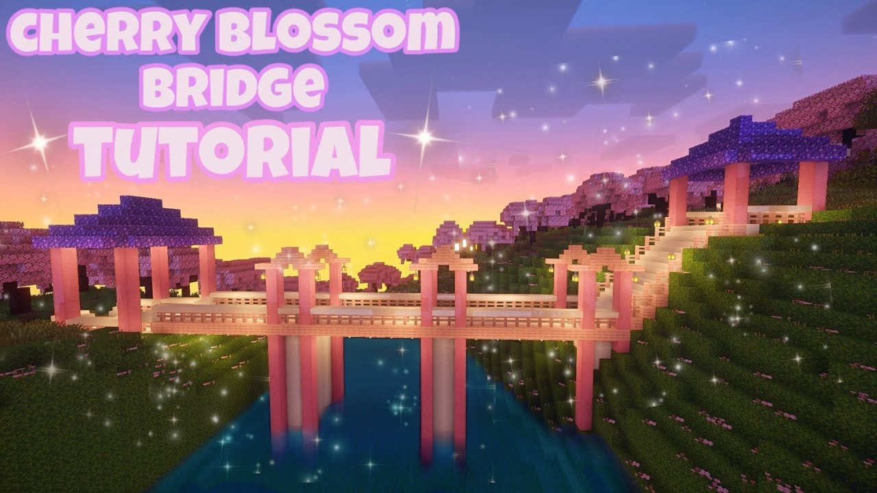 Minecraft | How to build a Cherry Blossom Bridge build tutorial - YouTube