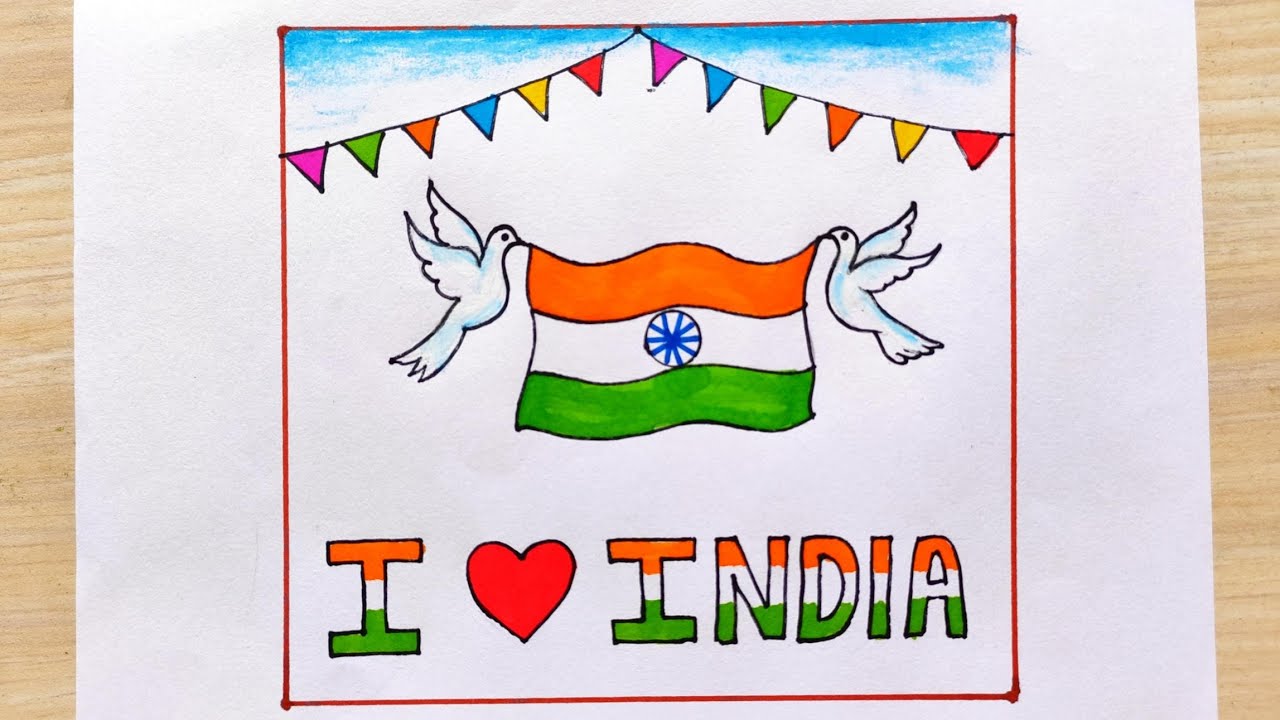 India Independence Day drawing |India Independence Day flag ...