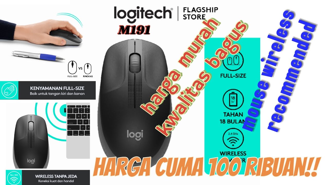 mouse wireless | harga murah| Logitech m191 - YouTube