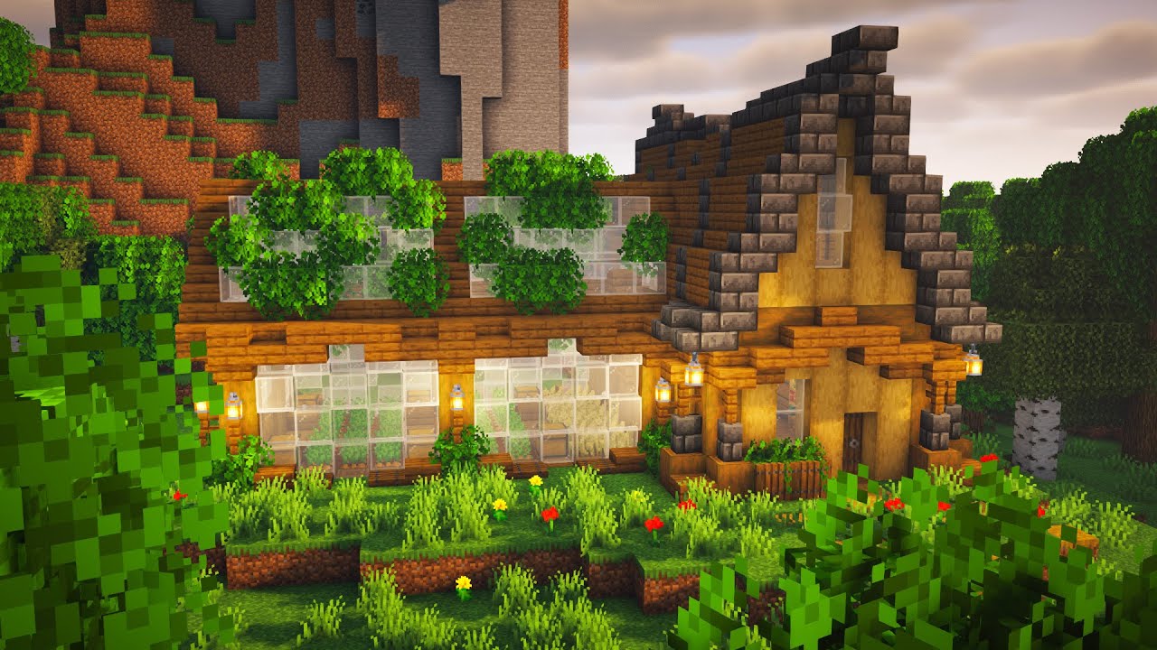 Como Construir una Casa con un Invernadero en Minecraft | Tutorial ...