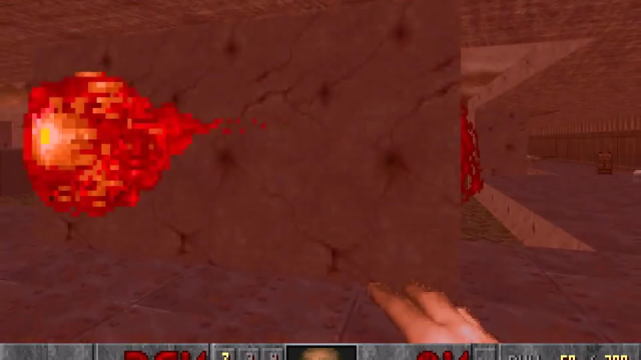Mancubus fireball pierces stone wall in Doom II - YouTube