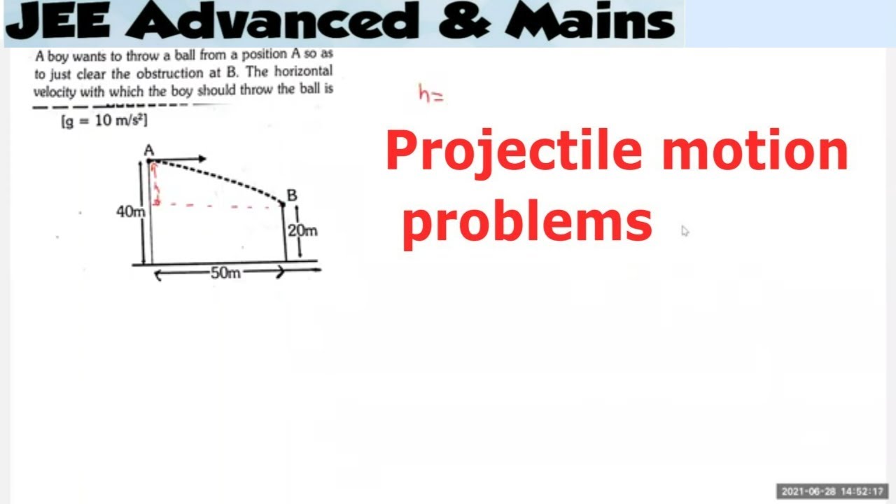 11) Physics| Projectile Motion JEE Adv | A boy wants to throw a ball ...