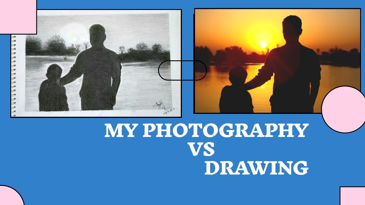 My Photography Vs Drawing|How to draw a simple landscape step by step ...