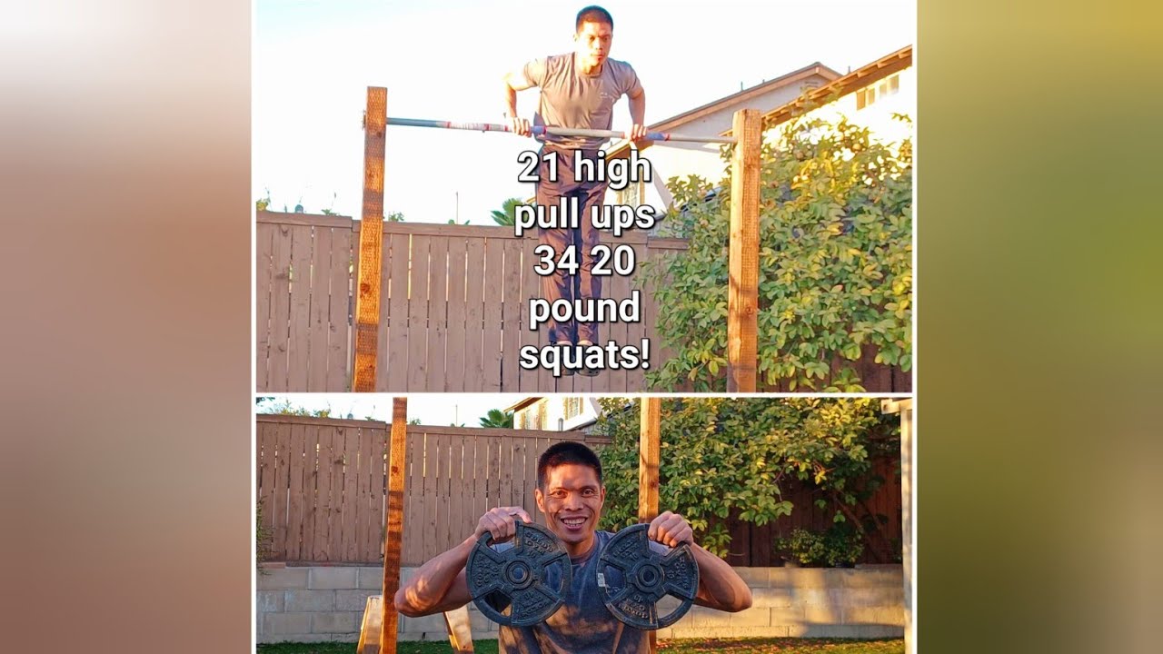 21 chest to bar pull ups to 34 20 pound squats! - YouTube