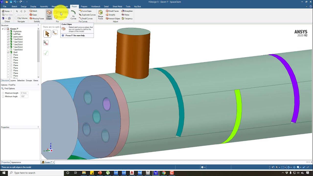 Removing extra edges, faces etc from Geometry in ANSYS SpaceClaim | Part 10 - YouTube