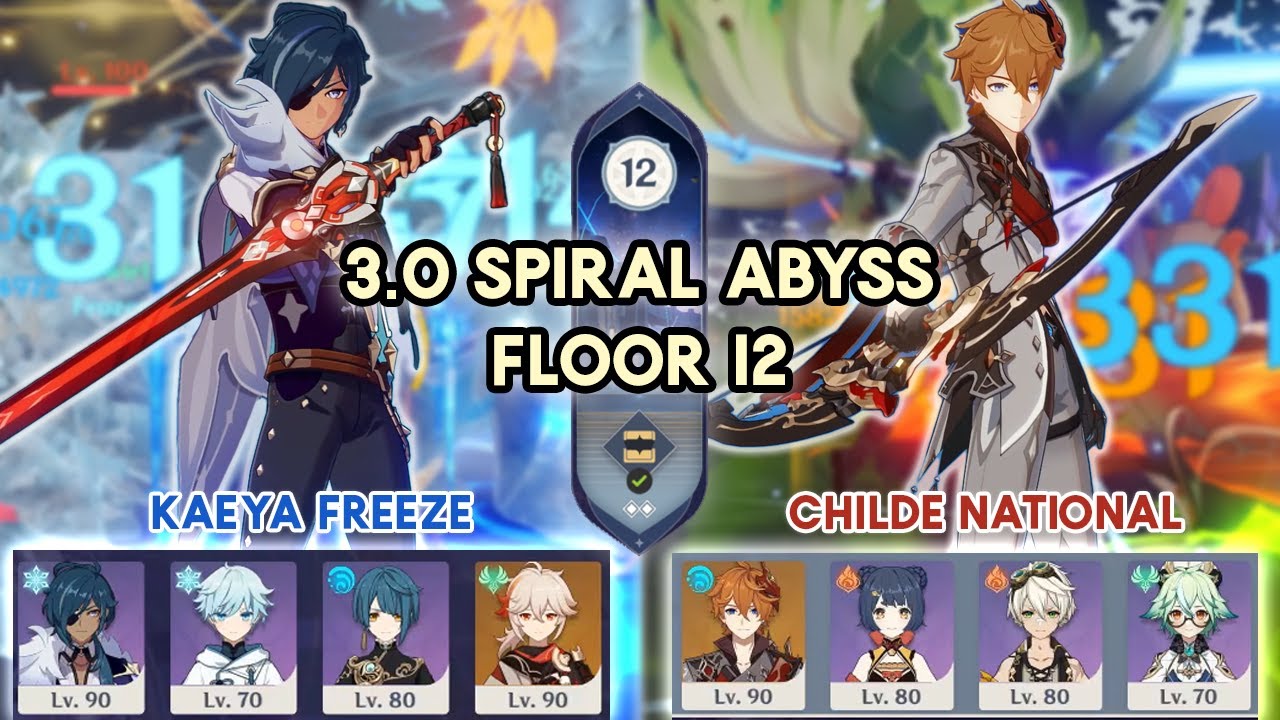 NEW 3.0 Spiral Abyss Kaeya Freeze DPS & Childe National 4-star weapons ...