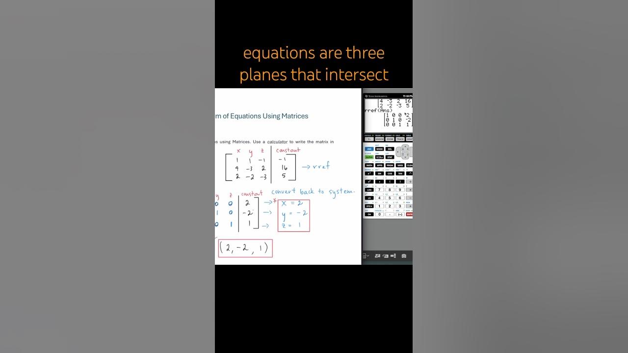 Solve System with Matrices - rref in calculator - YouTube