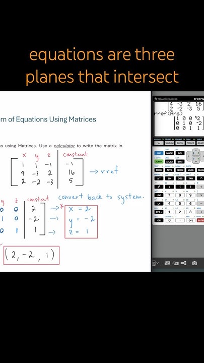 Solve System with Matrices - rref in calculator - YouTube