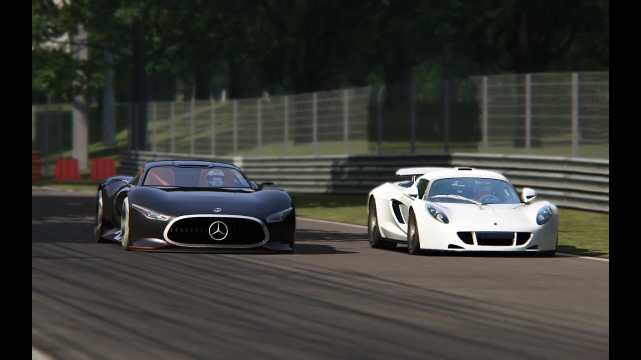 Mercedes-Benz Vision GT Concept vs Hennessey Venom GT at Monza - YouTube