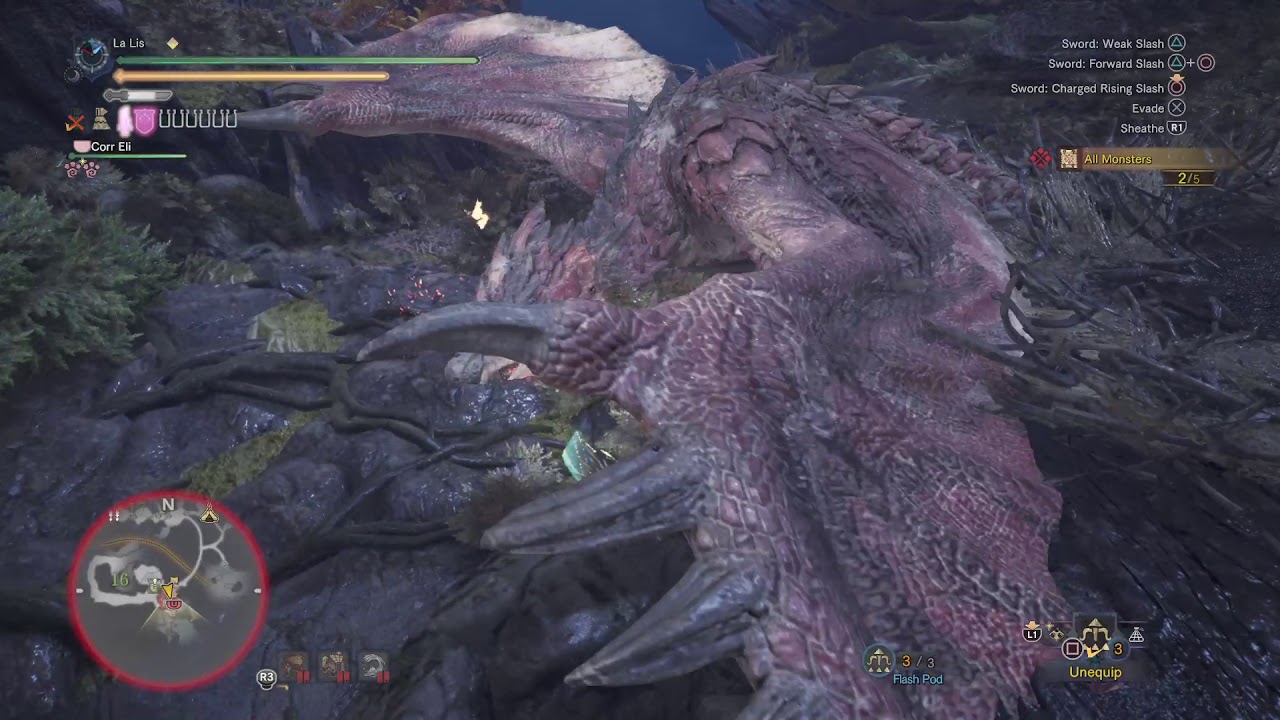 Monster Hunter World: Rathalos death by waterfall. - YouTube