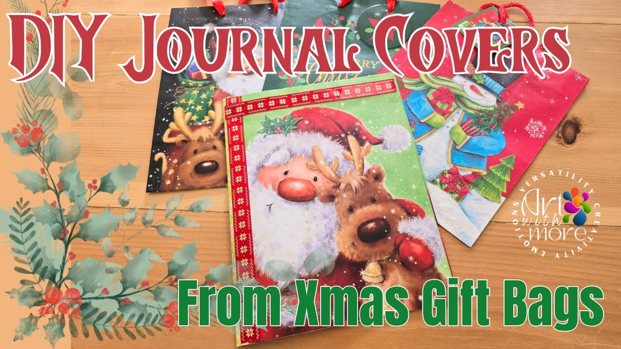 DIY Journal Covers from Christmas Gift Bags🎄 | Step-by-Step Tutorial ...