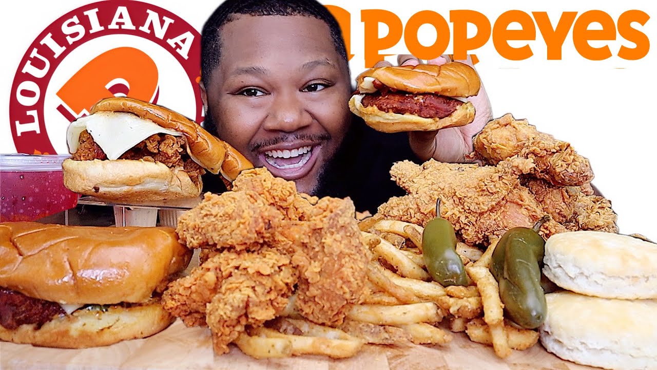 Popeyes New Blackened Chicken Sandwich Popeyes Mukbang Eating Show 1812
