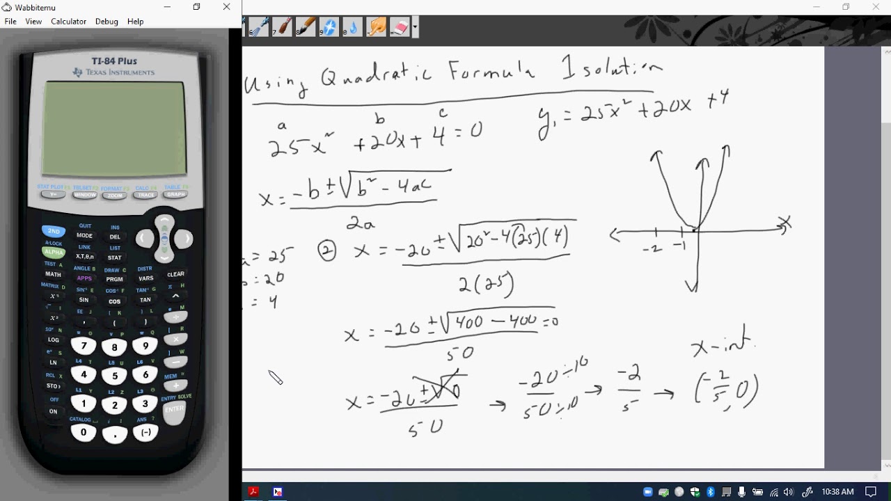 11 4 Using the Quadratic formula to only find one solution - YouTube