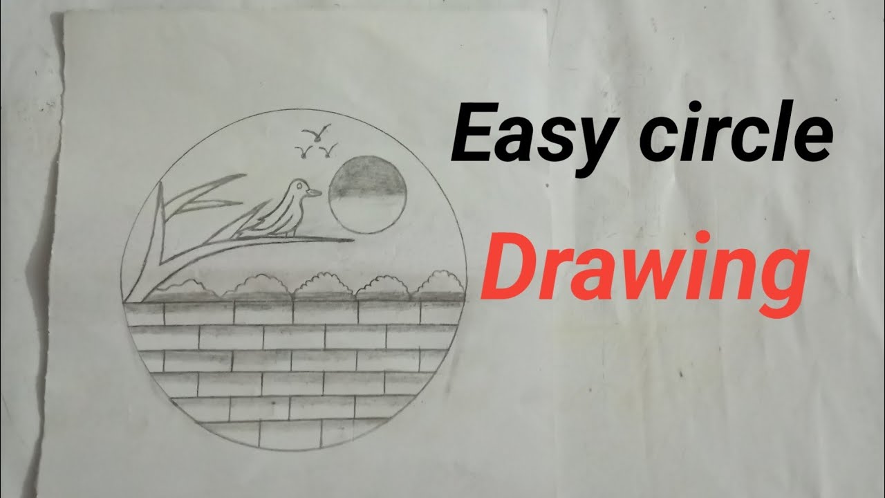 nice scenery in circle //how to draw a nice scenery in circle step by ...