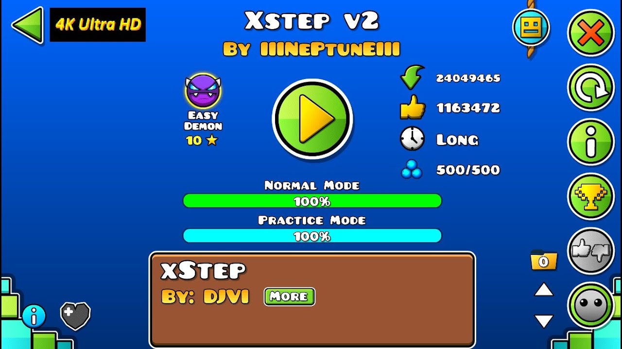 Xstep v2 (100%) (Difficulty: Easy Demon)[GD][4K UHD, 60 FPS] - YouTube