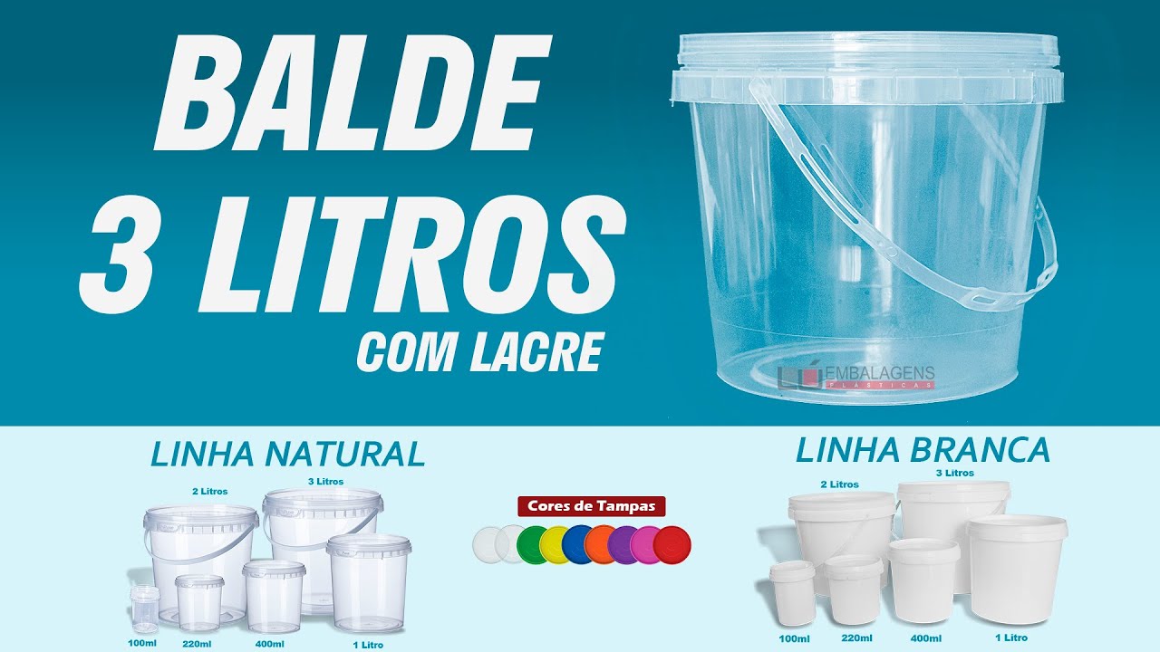 Balde Plástico 3 litros Com Lacre - Direto da Fábrica Lu Embalagens ...