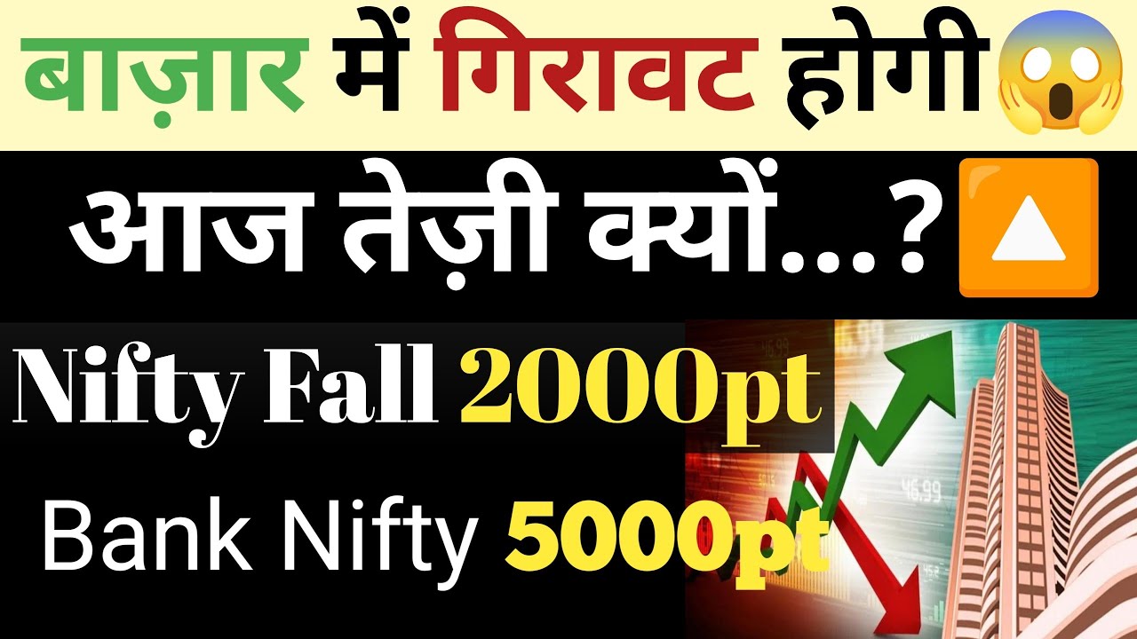 बाज़ार में गिरावट होगी 😱 आज तेज़ी क्यों 🔼 Nifty Fall 2000pt 😭 Bank ...